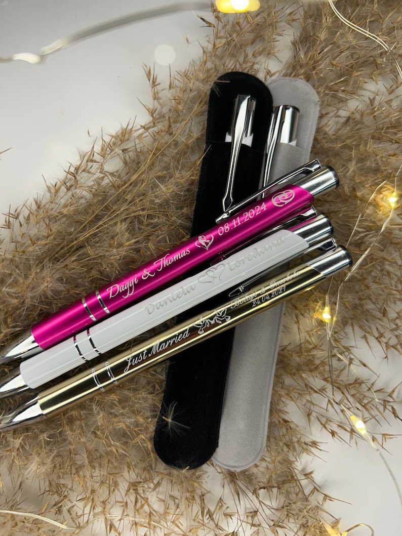 1-500 Personalized Wedding Pens for Guests – Set of Elegant Engraved ...