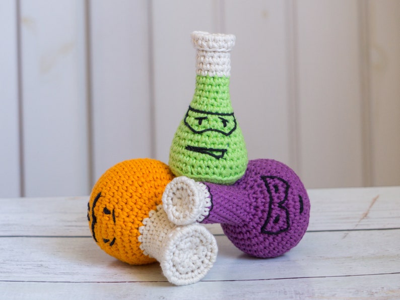 Chemistry Flask Set Crochet Pattern US English - Three Different Lab ...
