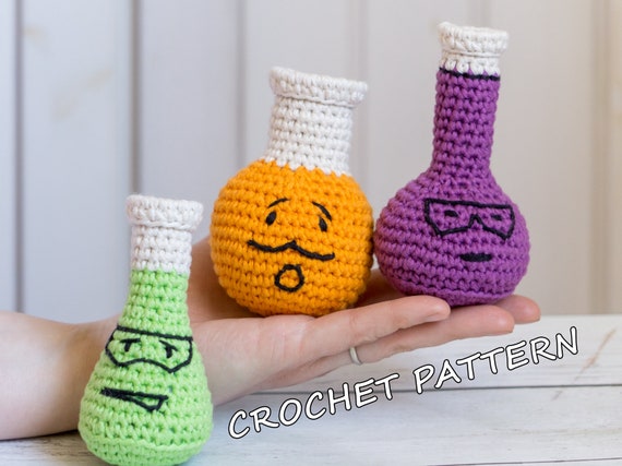 Chemistry Flask Set Crochet Pattern US English Three | Etsy