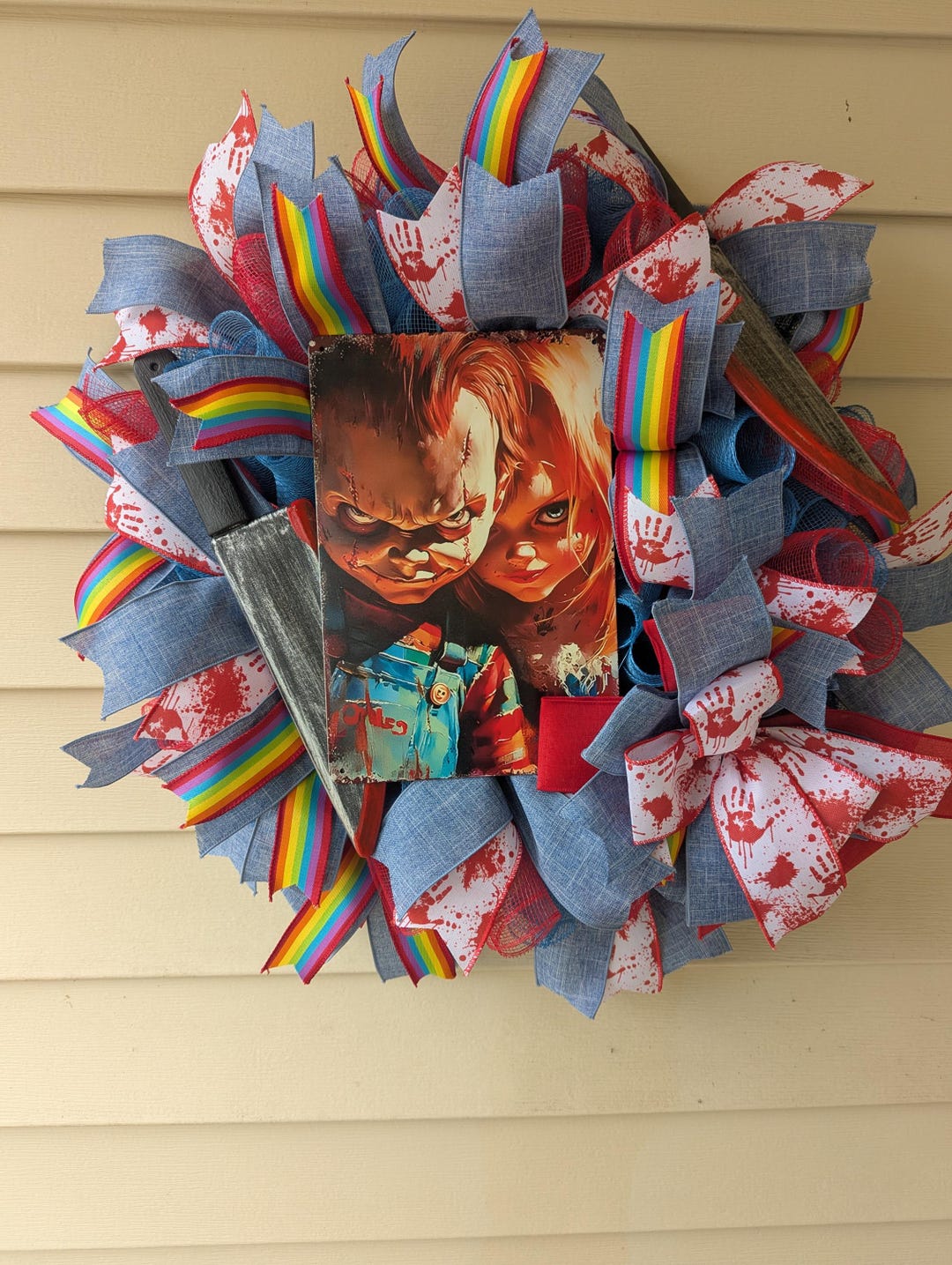 Handmade Creepy Doll Wreath – Halloween Horror Decor With Knife - Etsy
