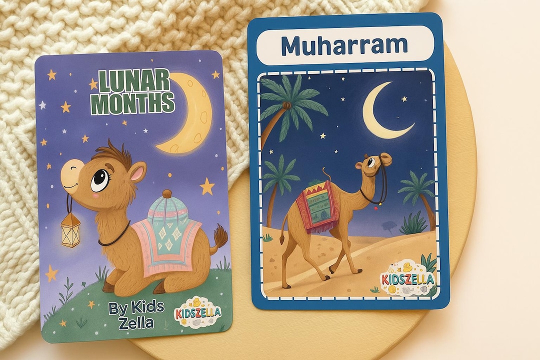 Lunar Months Flash Cards for Kids – Arabic & English Learning | Digital ...