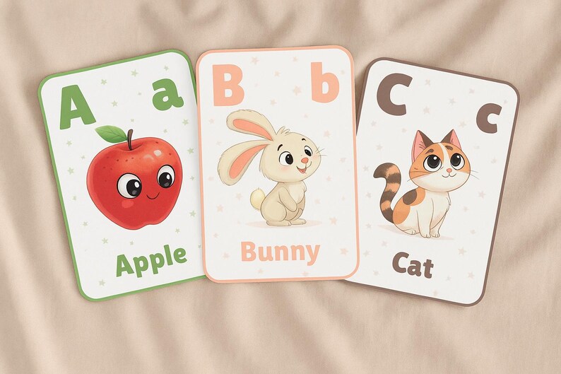 Watercolor Alphabet Flashcards: ABC Montessori Learning (digital ...