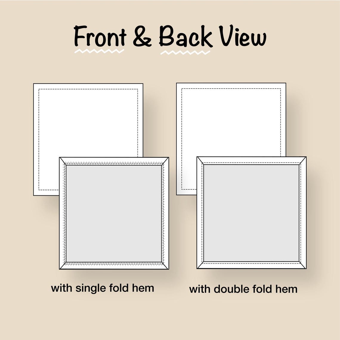 Kitchen Napkin Sewing Pattern: for Beginner, 4 Sizes, Illustrated ...