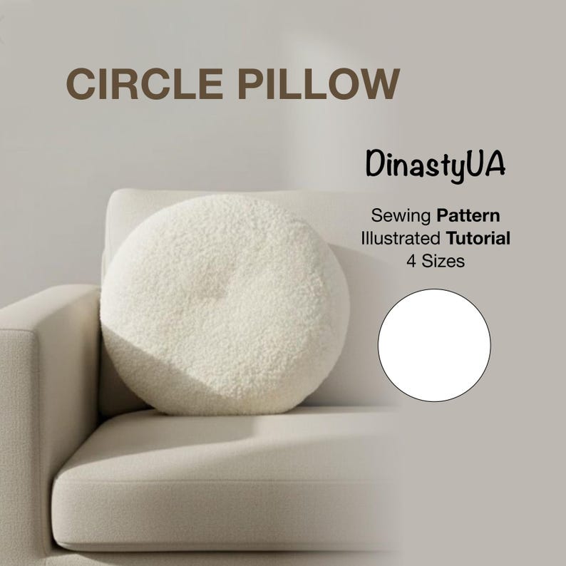 Circle Pillow Sewing PDF Pattern: Round Cushion, Room Decor ...