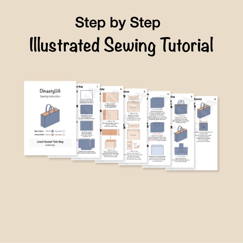 Gusset Tote Bag Sewing Pattern: Quilted, for Shopping, Instant Download ...