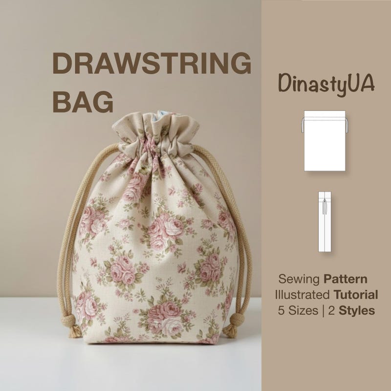 Drawstring Bag Sewing Pattern - Etsy New Zealand