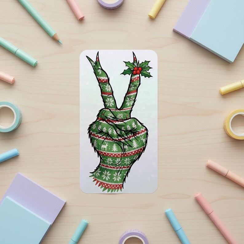 Grinch Peace Hand Clipart Bundle PNG SVG | 16 Multi-color Style Design ...