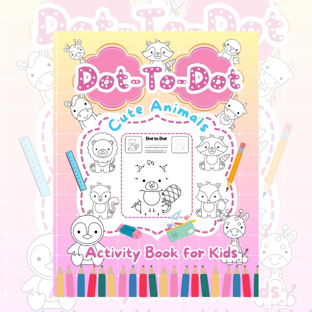 Dot to Dot Worksheet for Kids, Cute Animal Dot to Dot Activity ...