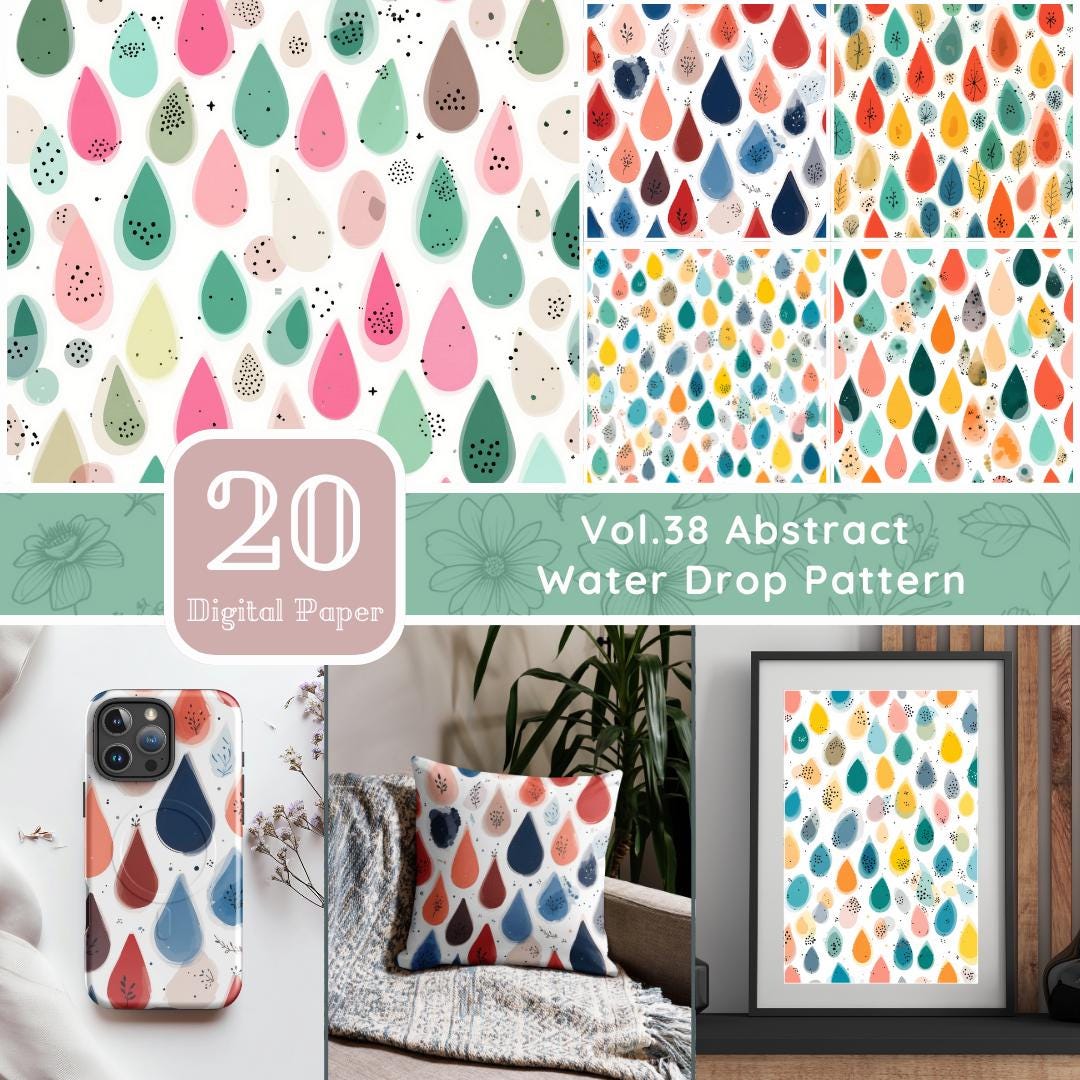 Abstract Raindrops Digital Paper, Instant Download, Digital ...