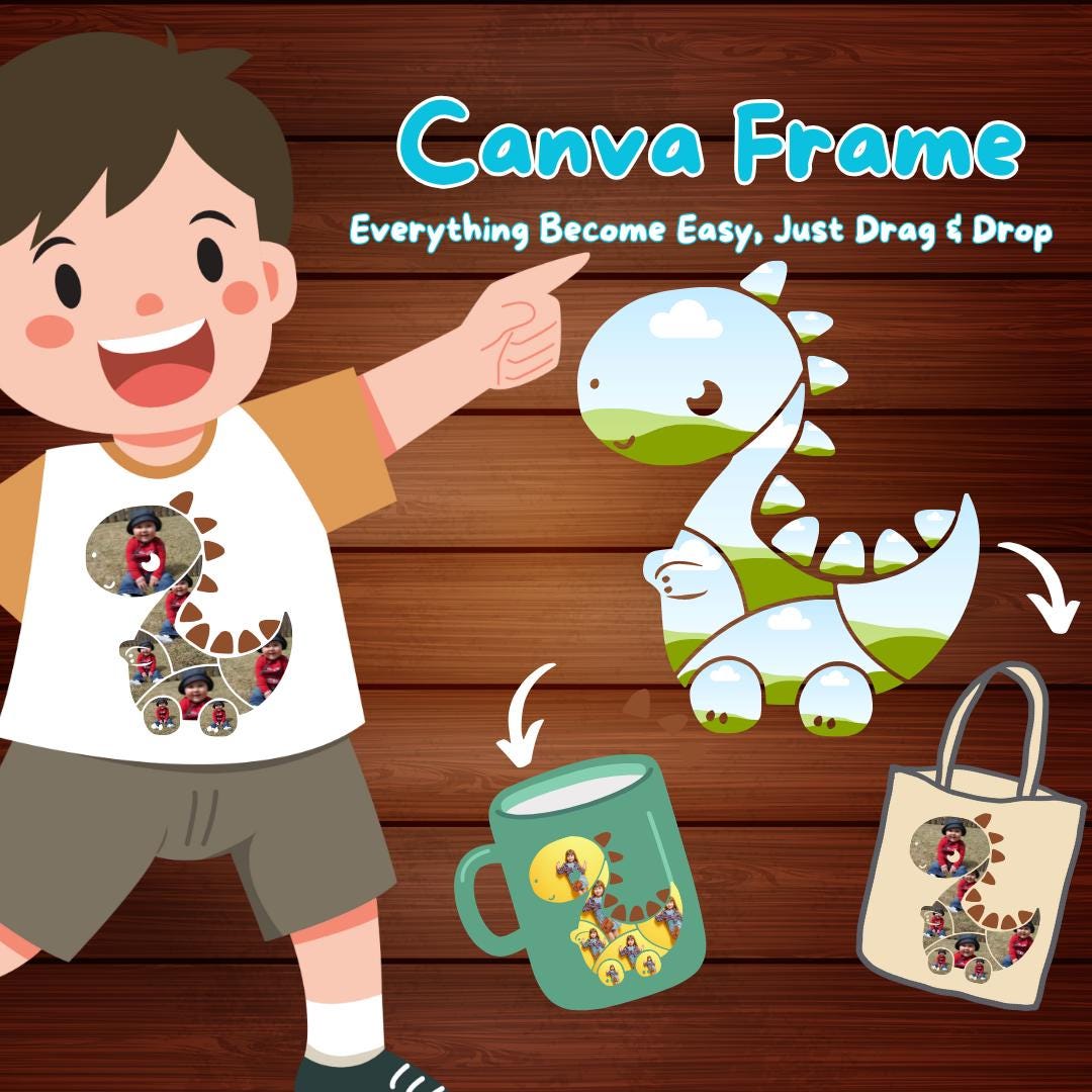 Dinosaur Canva Photo Frame - Etsy