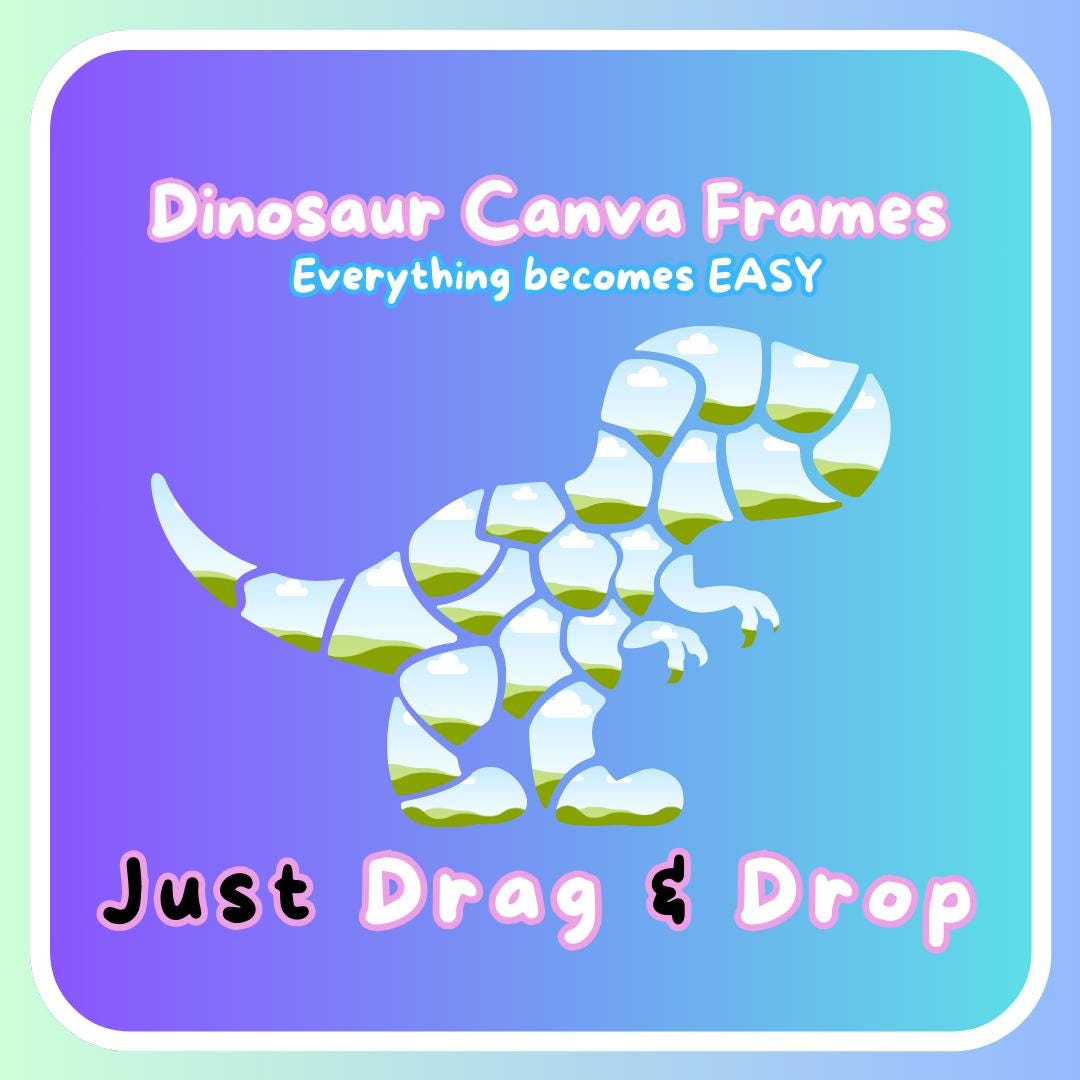 Dinosaur Canva Frame, Photo Collage Canva Frame, Easy Drag and Drop ...