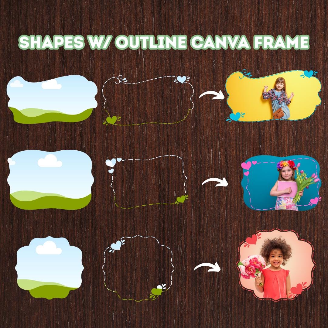 Fill Your Own Canva Frame, Shape With Outline Canva Template, Easy Drag ...