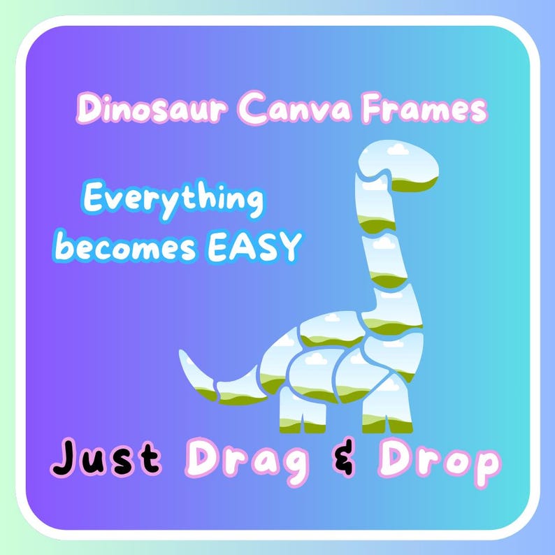 Dinosaur Photo Collage Canva Frame, Dinosaur Editable Canva Template ...