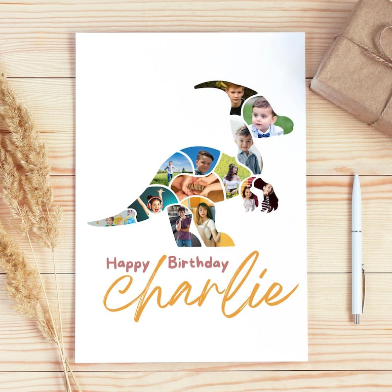 Dinosaur Canva Frame, Drag and Drop Photo Collage, Editable Canva Frame ...