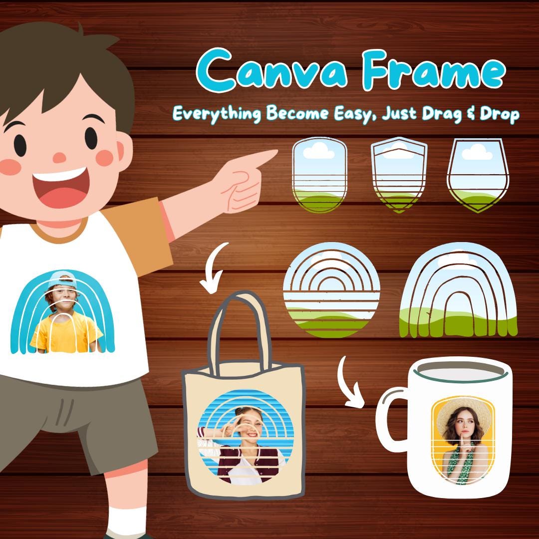 Vintage Sunset Canva Frame, Canva Photo Frame Element, Fill Your Own ...