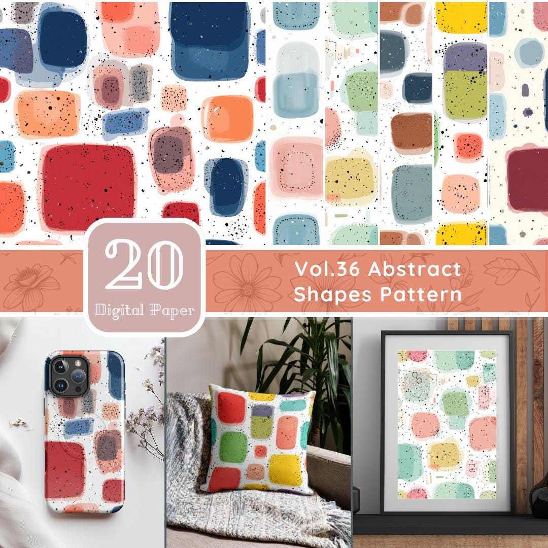 Watercolor Abstract Shapes Digital Paper, Instant Download, Digital ...