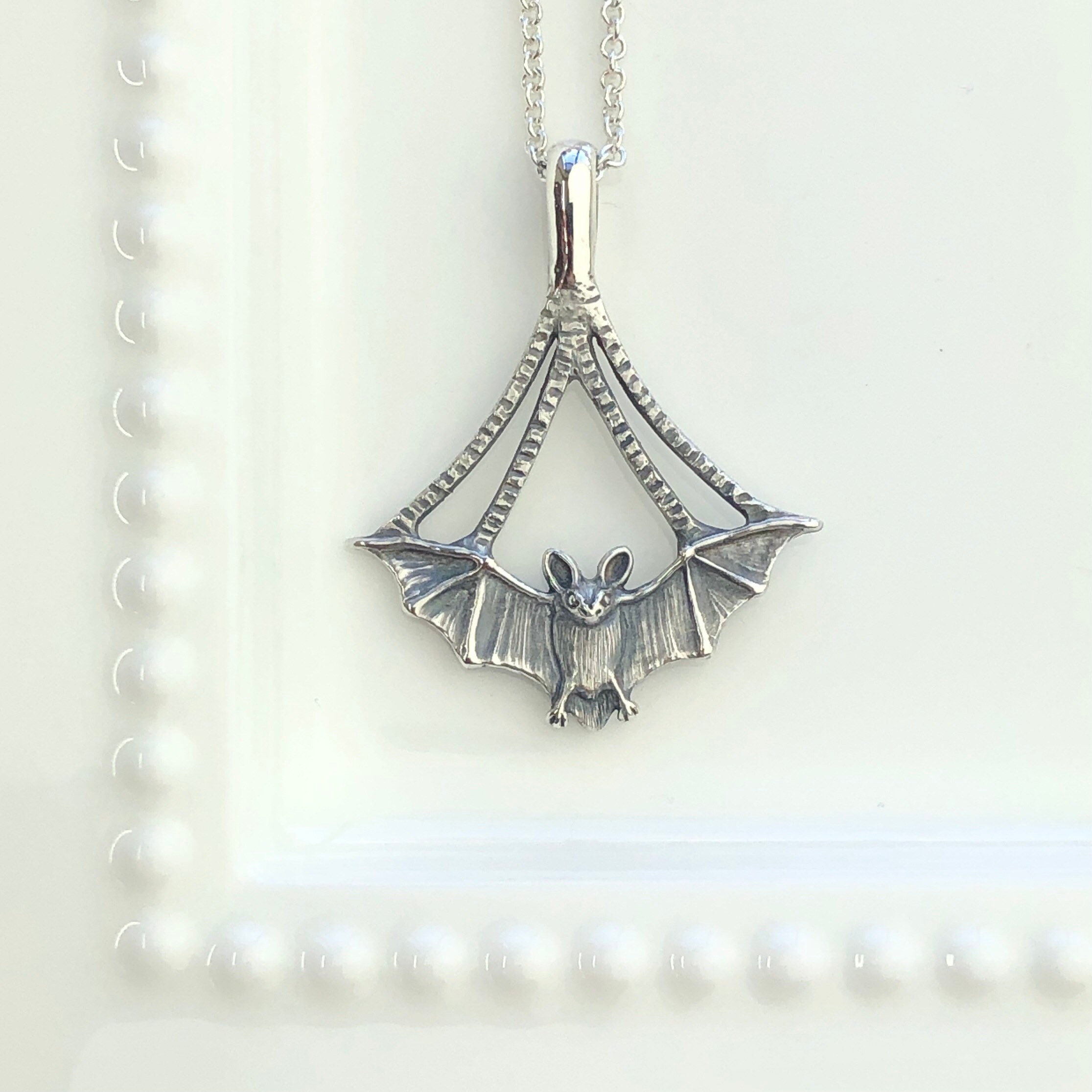 Tiny Flying Bat Pendant With Bail - Etsy