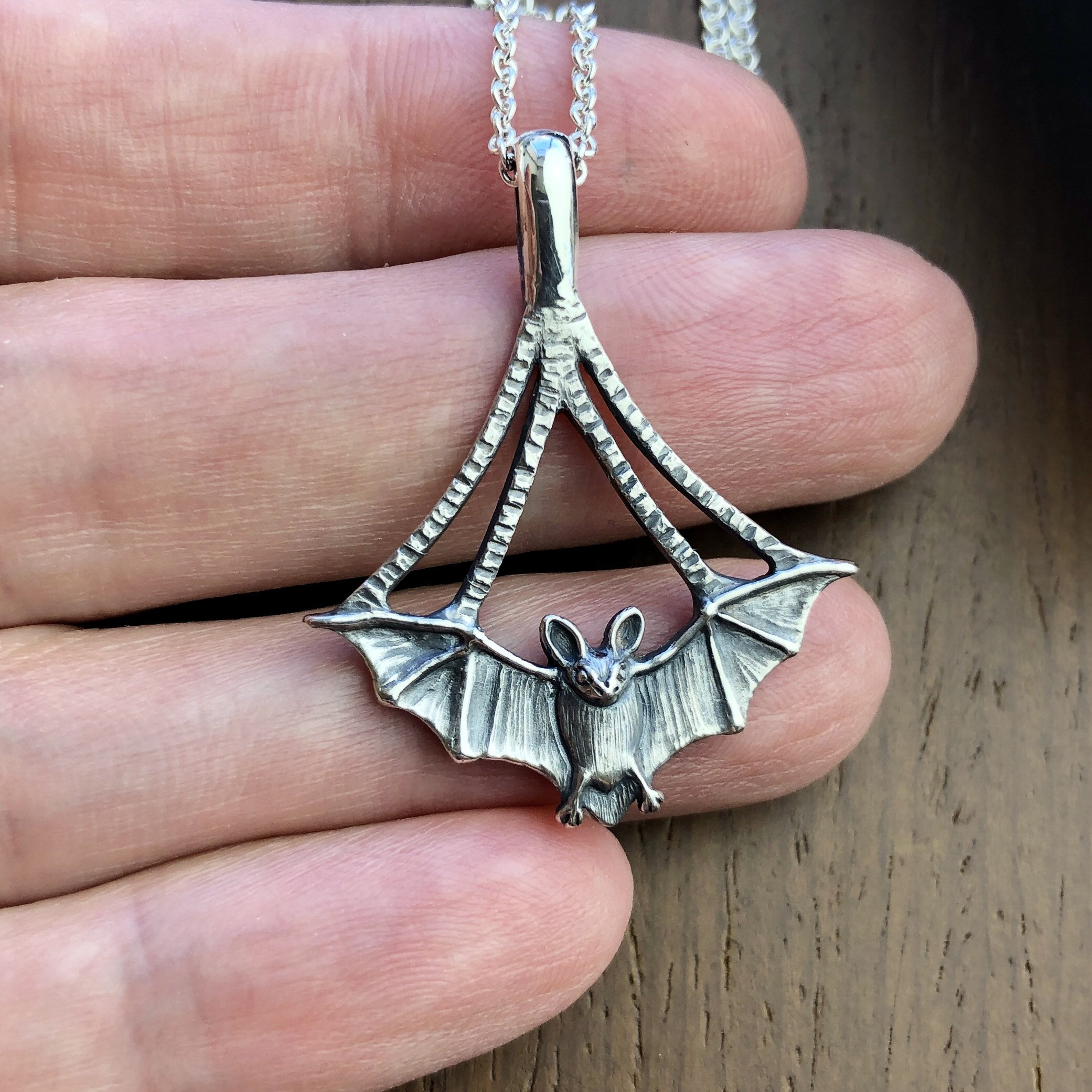 Tiny Flying Bat Pendant With Bail - Etsy