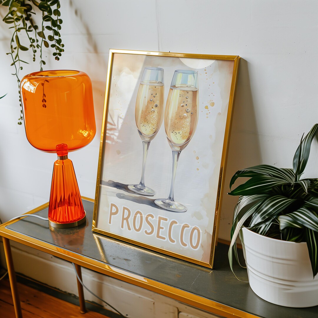 Prosecco Wine Signature Drink Sign Digital Art Print, Prosecco Wine ...