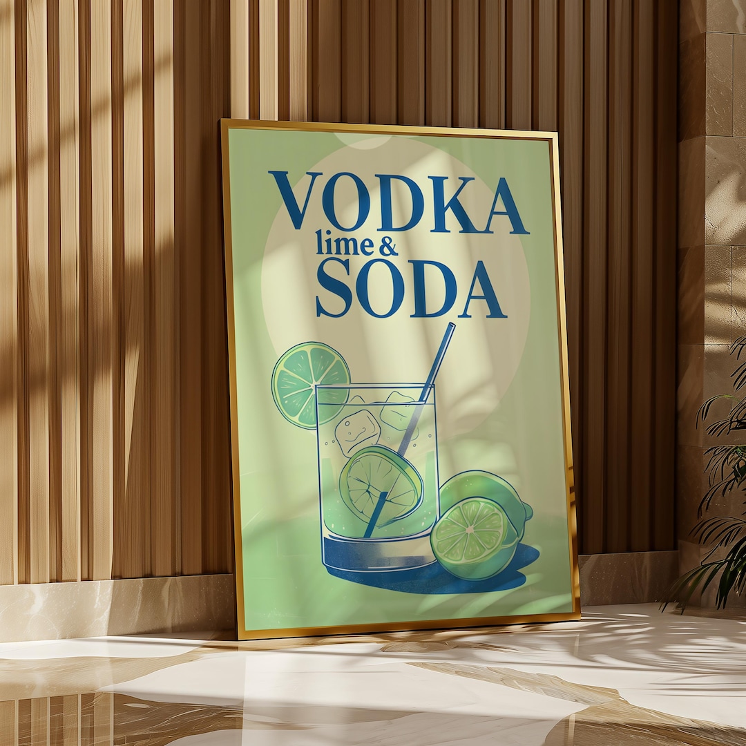 Vodka Lime & Soda Cocktail Poster | Signature Drink Sign - Quirky ...