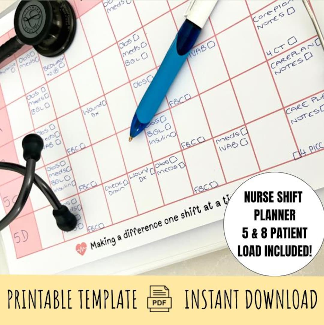 Student Nurse Planner Night Shift, Nursing Planner Printable Template ...