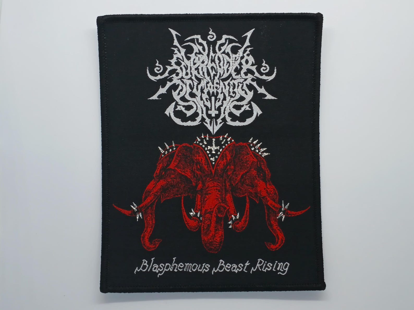 SURRENDER OF DIVINITY 'blasphemous Beast Rising' Woven Patches, Black ...