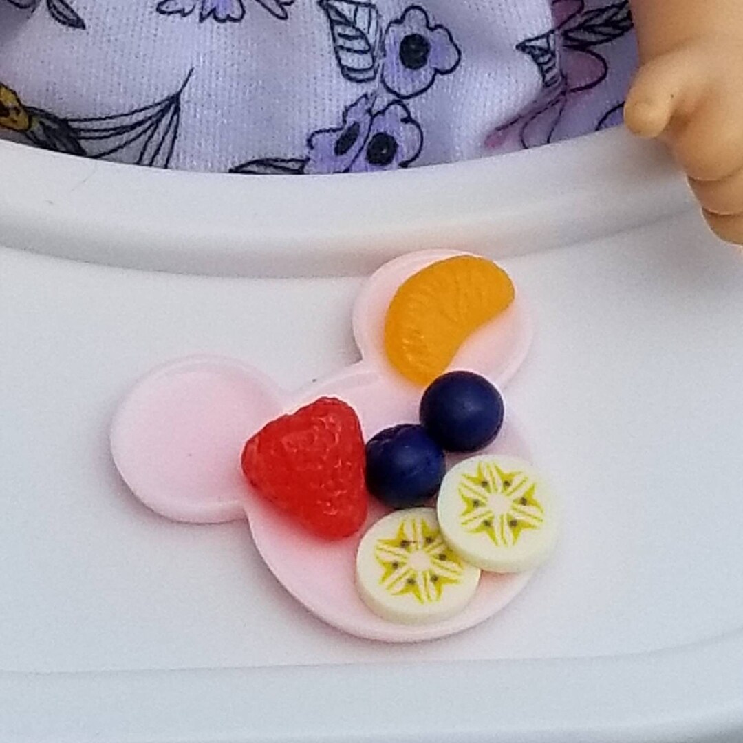 Snack Plate With Fruit Sized for Caring Baby 8" Doll -comes With Mouse ...