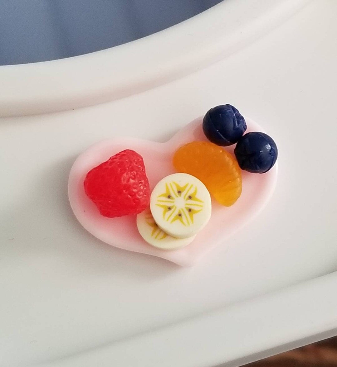 Snack Plate for 18" Doll- Heart Plate With Fruit- 1/3 Scale Doll Food ...