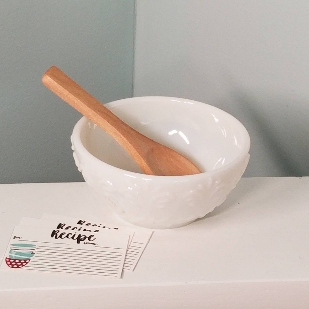 Mini Glass Mixing Bowl & Spoon 1/3 Scale for 14 18 Inch Dolls Like OG ...