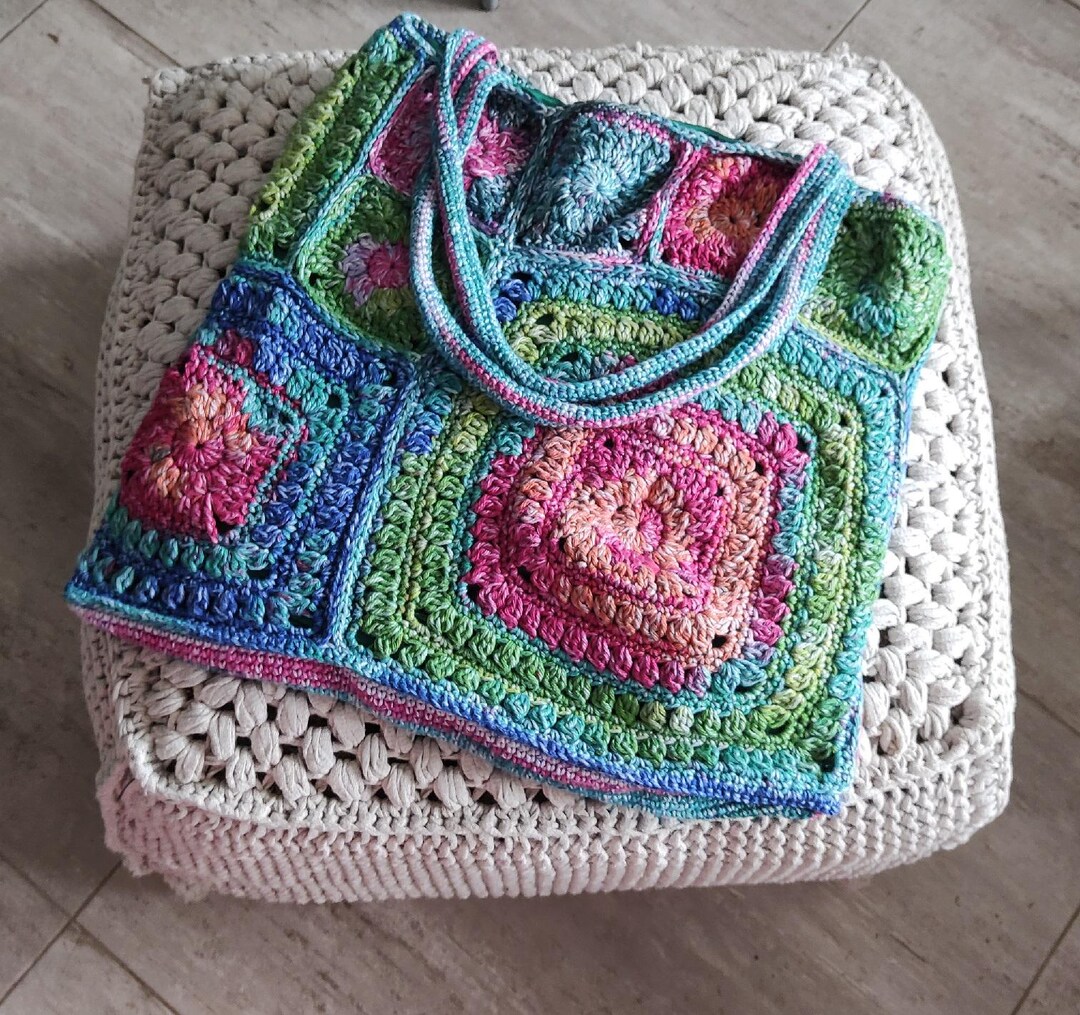 Granny Square Scramble Sack, Crochet Shoulder Bag, Bohemian Purse ...