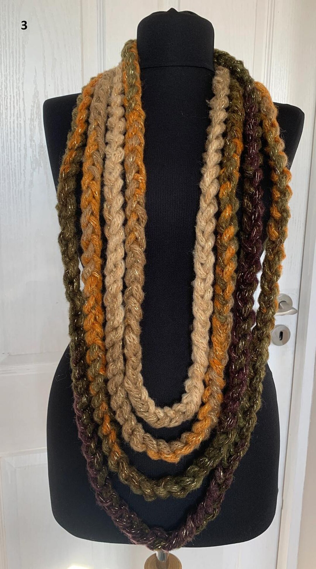Infinity Wool Scarf, Oversize Cowl Hand Knit Crochet, Very Long Hand ...