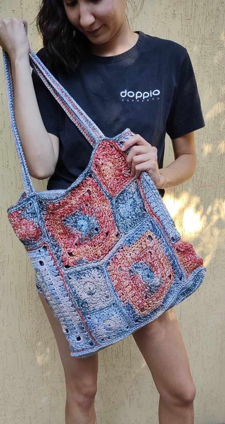 Granny Square Scramble Sack, Crochet Shoulder Bag, Bohemian Purse ...