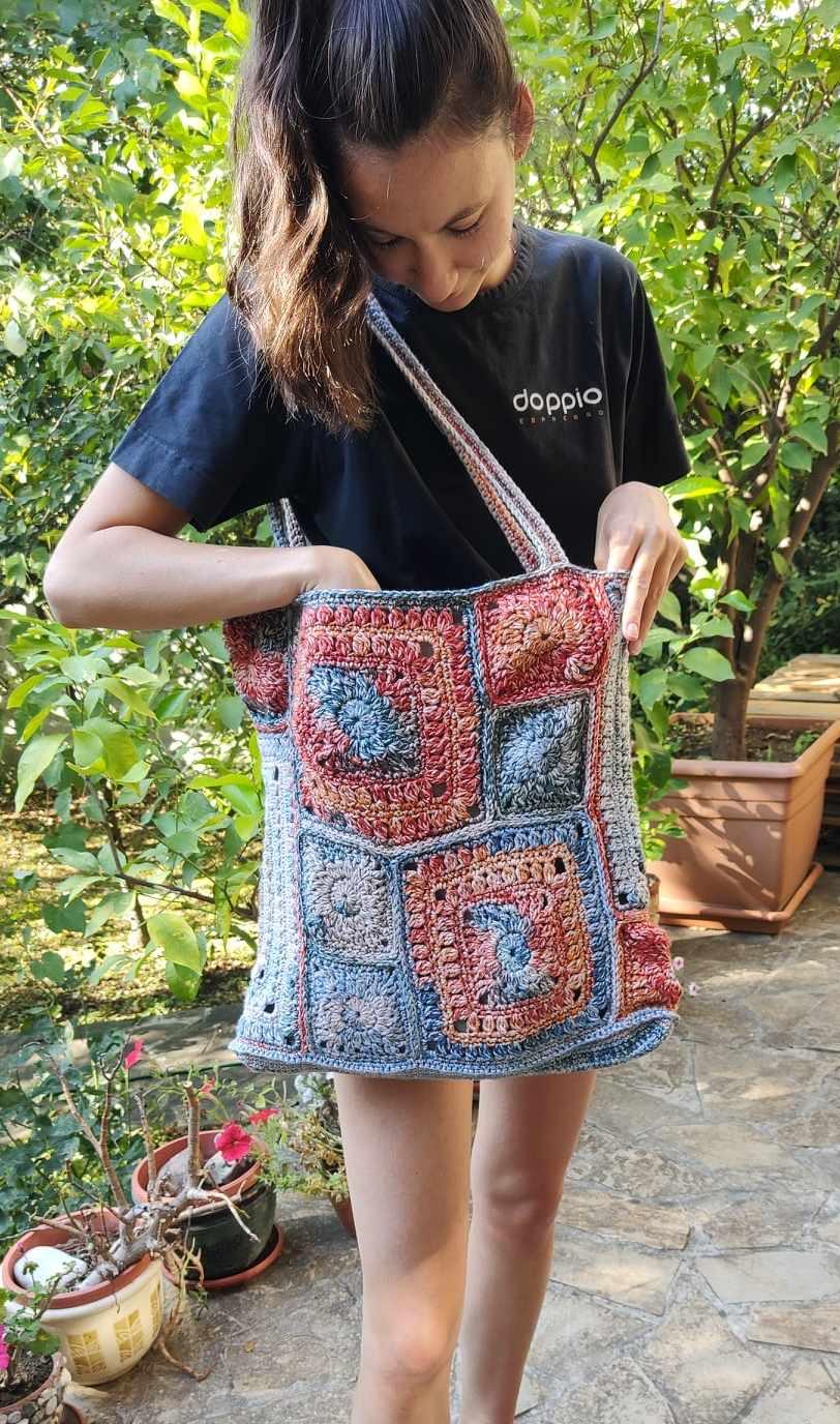 Granny Square Scramble Sack, Crochet Shoulder Bag, Bohemian Purse ...