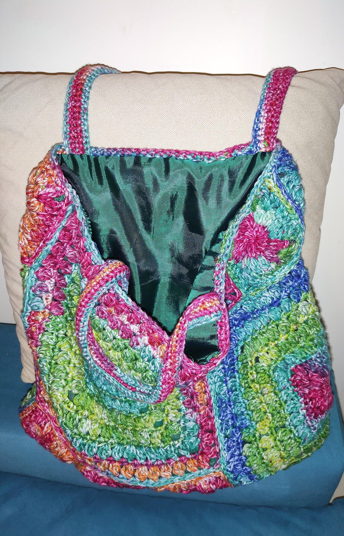 Shoulder Bag Crochet, Granny Square Scramble Sack, Bohemian Purse ...