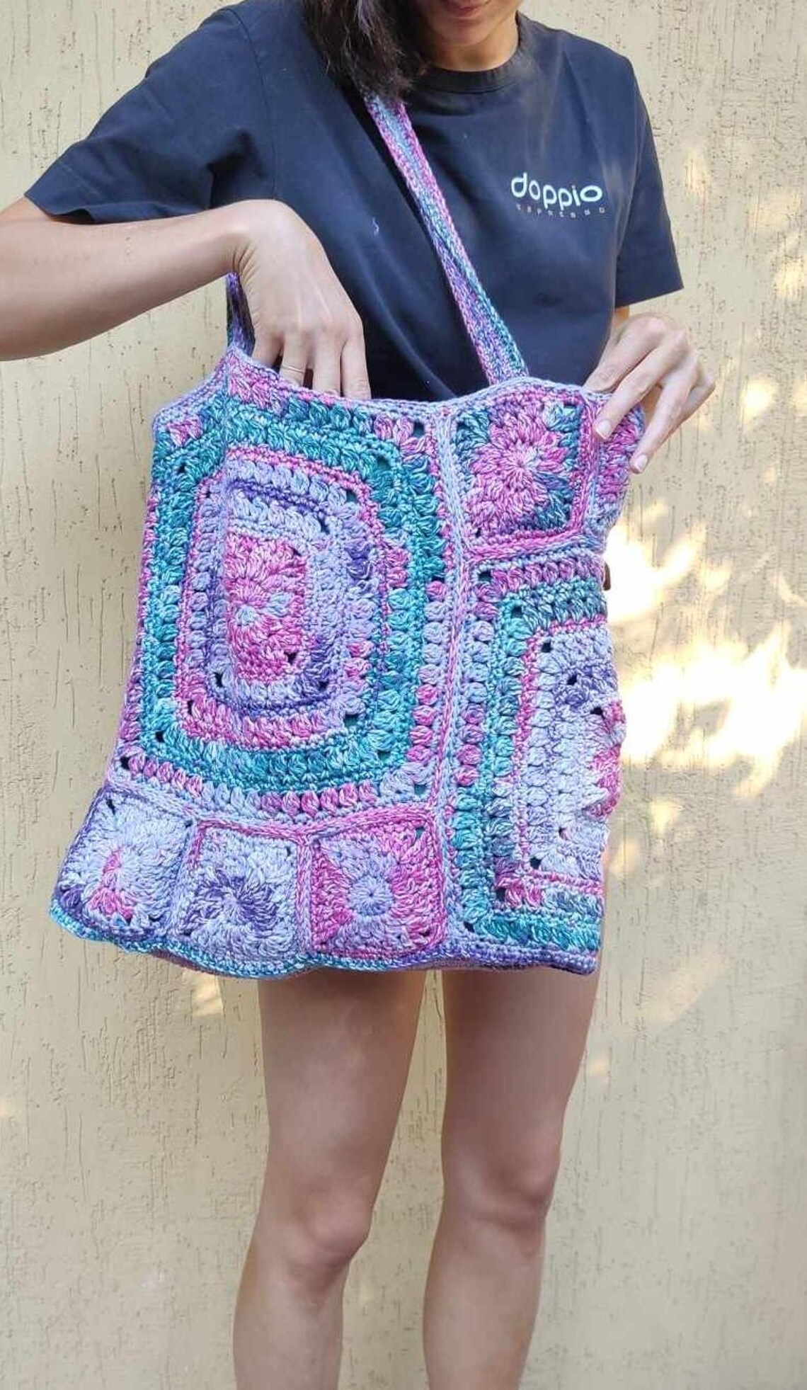 Shoulder Bag Crochet, Granny Square Scramble Sack, Bohemian Purse ...