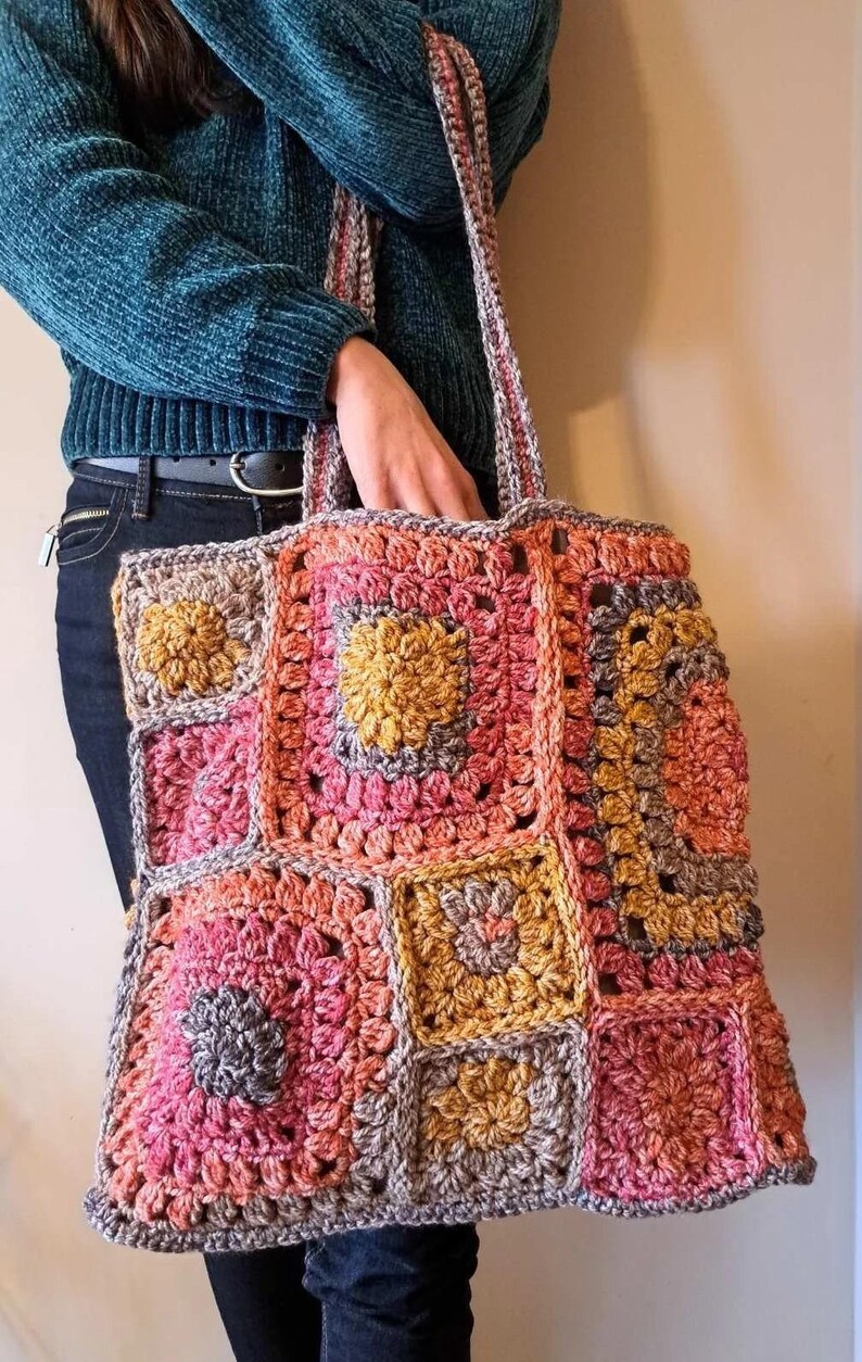 Granny Square Scramble Sack, Crochet Shoulder Bag, Bohemian Purse ...