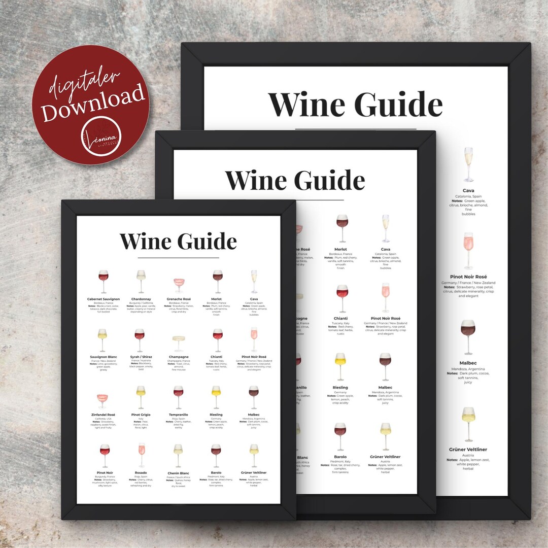 Wine Poster to Print – Stylish Wine Guide | Gift for Wine Lovers ...