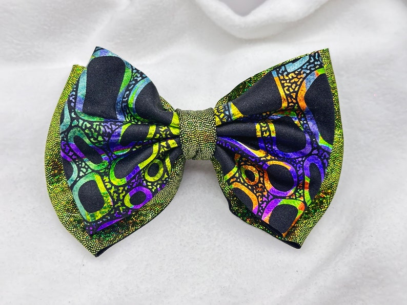 Turtle Shell Crackle Foil Abstract Hair Barrette Bow Ladies Girl Unique ...