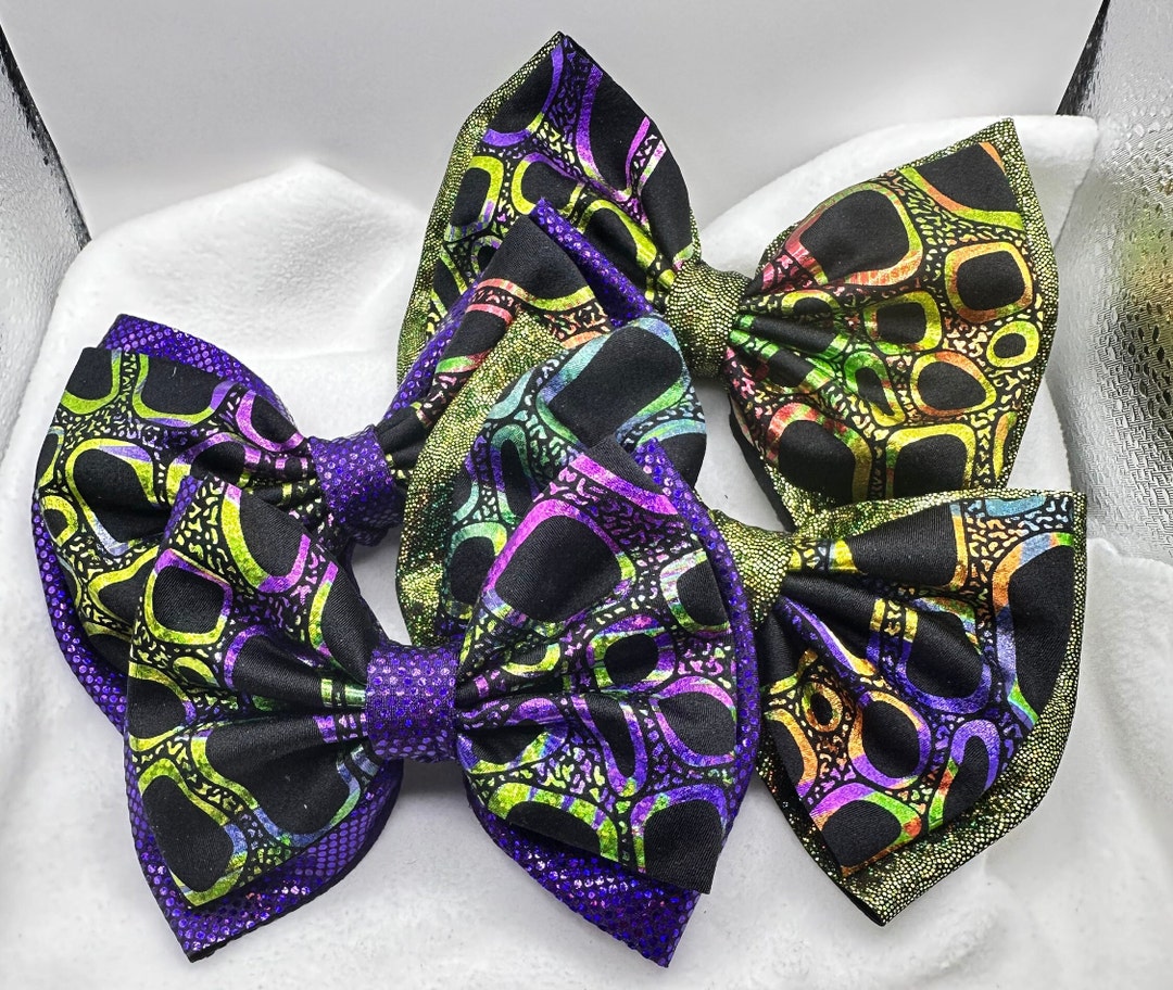 Turtle Shell Crackle Foil Abstract Hair Barrette Bow Ladies Girl Unique ...