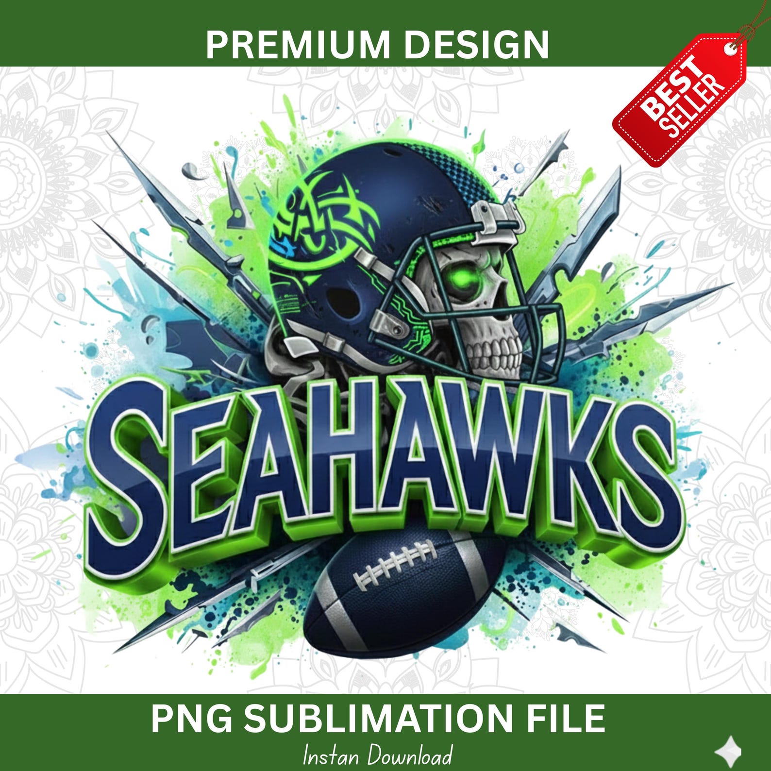 Seahawks Football PNG Clipart – Game Day Sublimation (digital Download ...