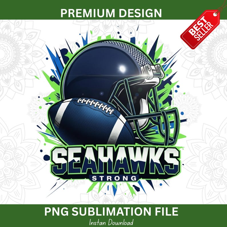 Seahawks Football PNG – Game Day Clipart, Sublimation Design (digital ...
