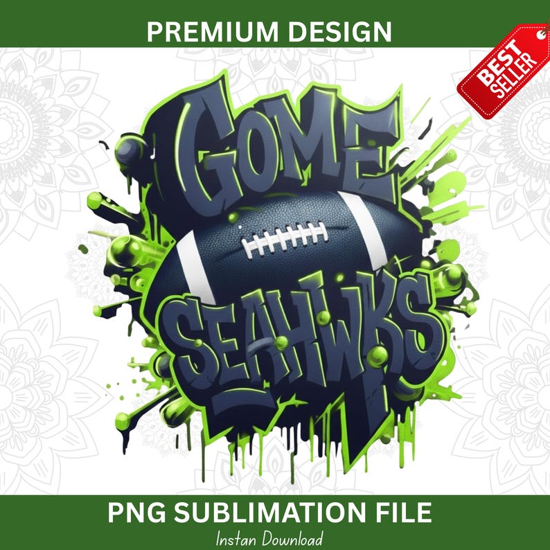 Seahawks Football PNG – Game Day Clipart, Sublimation Design (digital ...