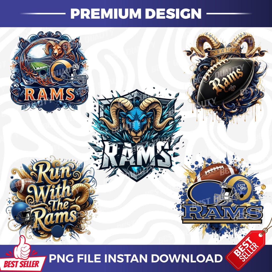 Rams Football PNG Game Day Clipart Sublimation - 5 Premium Design Rams ...