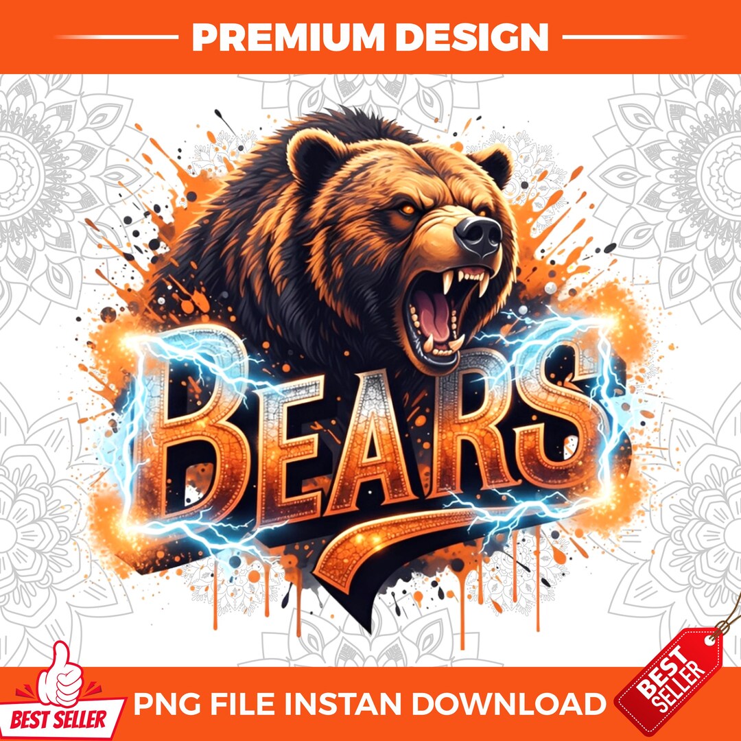 Bears Football Clipart PNG - Game Day Sublimation Design (digital ...