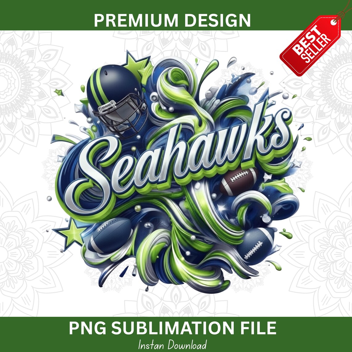 Seahawks Football PNG – Game Day Clipart, Sublimation Design (digital ...