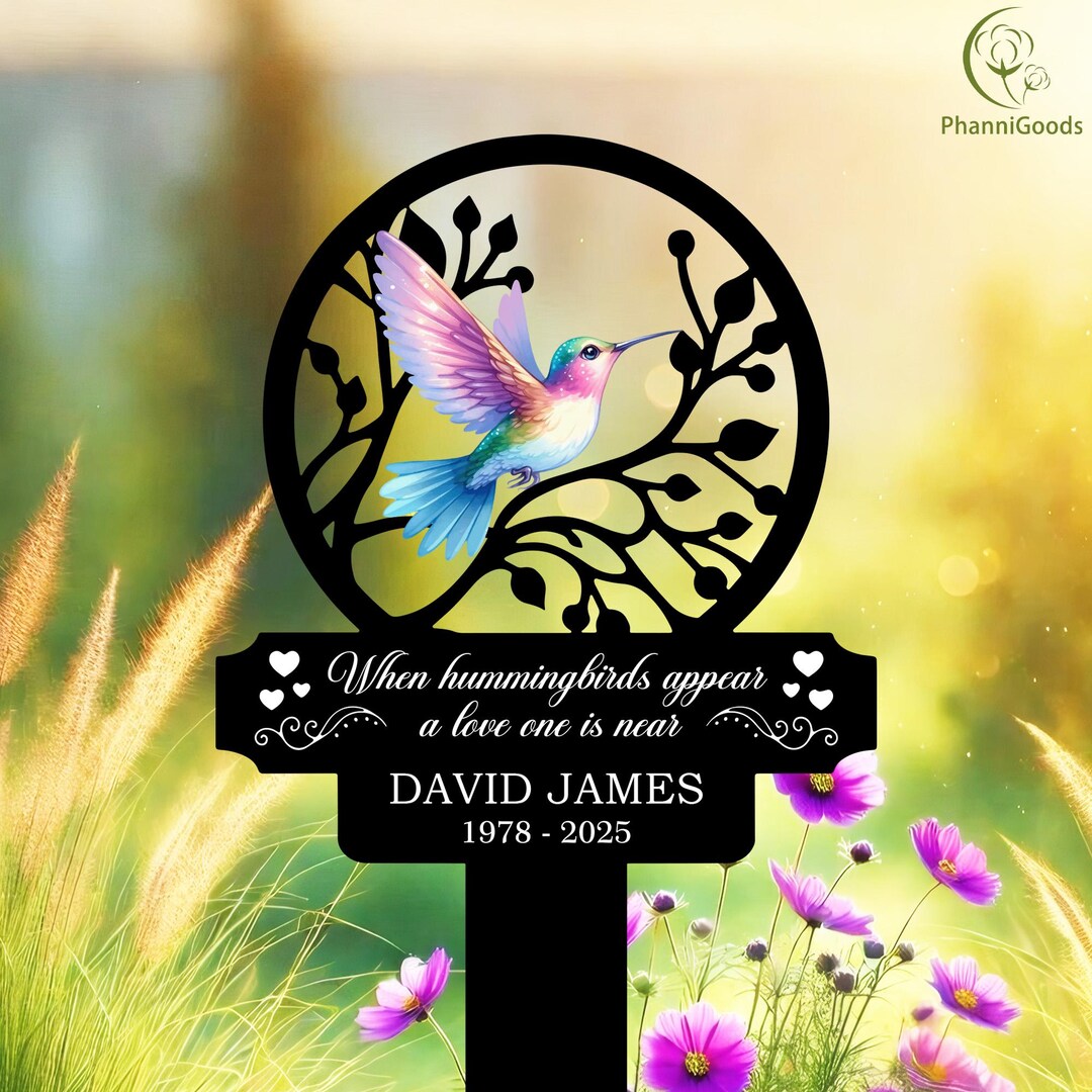 Custom Hummingbird Memorial Stake,personalized Hummingbird Garden Metal ...