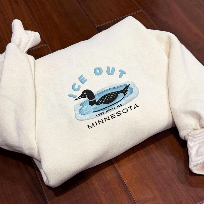 Ice Out Minnesota Embroidery Design, Loon on Frozen Lake, Love Melts ...