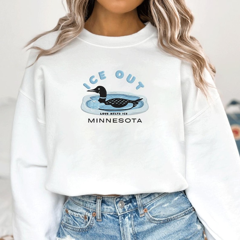 Ice Out Minnesota Embroidery Design, Loon on Frozen Lake, Love Melts ...