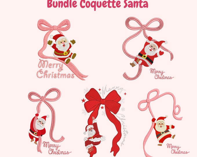 Coquette Santa Embroidery Designs, Christmas Bundle (digital File) - Etsy
