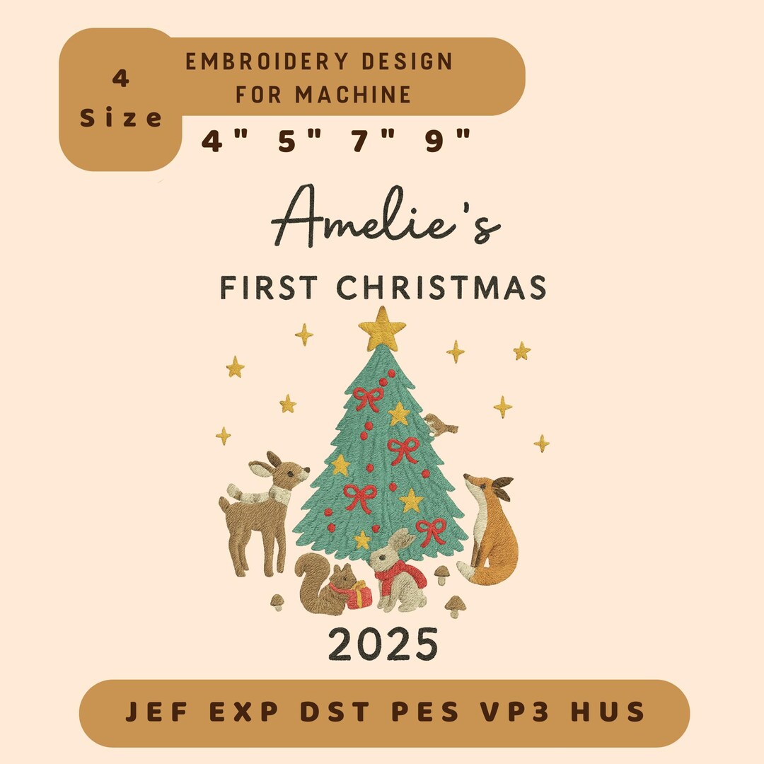 Baby's First Christmas Embroidery Design: Personalized Keepsake ...